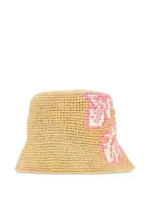 Prada Crochet Floral-embroidery Bucket Hat - Neutrals