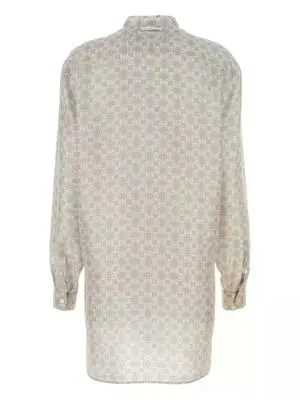 Prada Printed Silk Shirt Dress - Neutrals