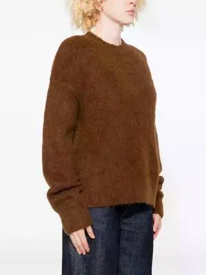 UMA WANG Fluffy Crew-neck Sweater - Brown