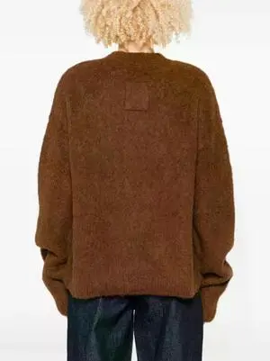 UMA WANG Fluffy Crew-neck Sweater - Brown