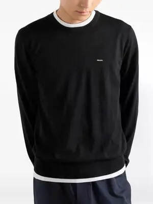 Prada Embroidered Wool Long-sleeve Sweater