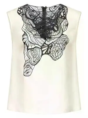 LOULOU DE SAISON Lace-Applique Sleeveless Blouse