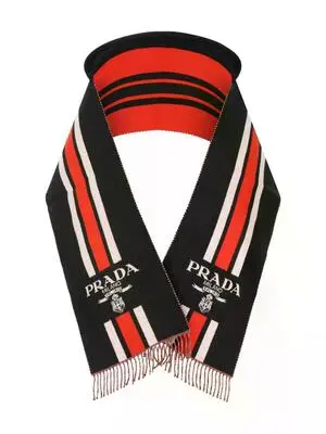 Prada Striped Logo Scarf - Black