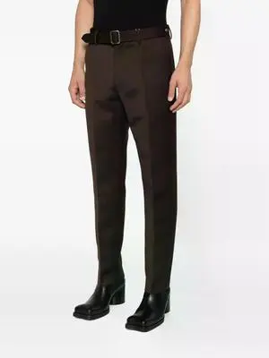 MAISON MARGIELA Belted Cotton Trousers - Brown