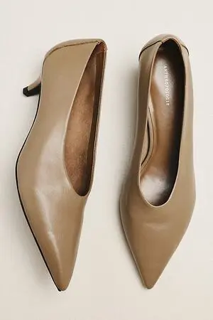 Anthropologie Pointed-toe Kitten-heel Pumps - Moss