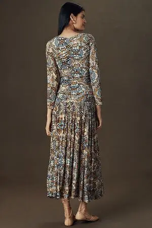 Farm Rio Winter Tapestry Ruched Maxi Dress In Winter Tapestry Blue - 41%  Off | Editorialist
