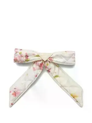 Prada Floral-print Bow Hair Clip - White