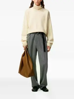 AMI Paris De Coeur Funnel-neck Wool Sweater - Neutrals