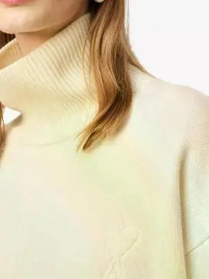 AMI Paris De Coeur Funnel-neck Wool Sweater - Neutrals