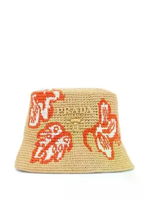 Prada Crochet Bucket Hat - Neutrals