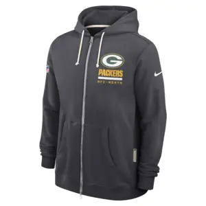 Nike Green Bay Packers Sideline Dri-fit Nfl Full-zip Hoodie - Grey