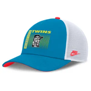 Nike Minnesota Twins Neon 90s Rise Dri-fit Mlb Trucker Adjustable Hat - Blue