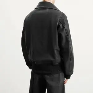 Rick Owens Blixa Dracucollar Leather Bomber Jacket - Black