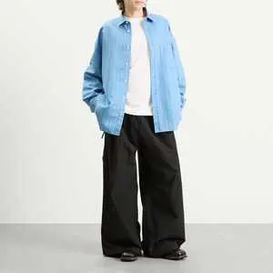 Acne Studios Soffia Round Shirting Blend Shirt - Blue Multi