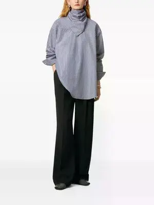 Ami Striped Cotton Shirt With Bandana Collar - Blue
