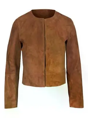 Vince Suede Collarless Jacket - Brown