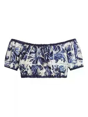 Dolce & Gabbana Majolica-print Cotton Top - Blue