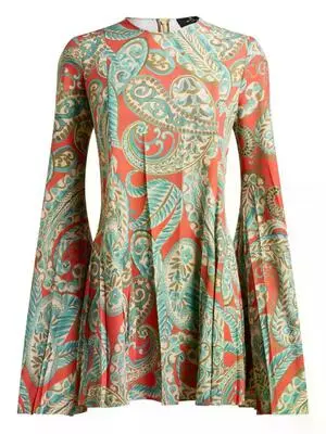 Etro Paisley Pleated Mini Dress - Orange