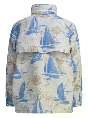BEAMS Printed Hooded Jacket - White