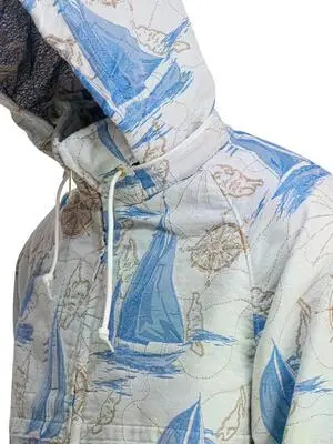 BEAMS Printed Hooded Jacket - White