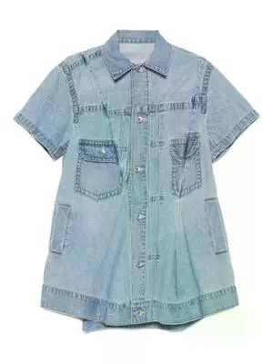 Sacai Pleated Denim Mini Shirt Dress