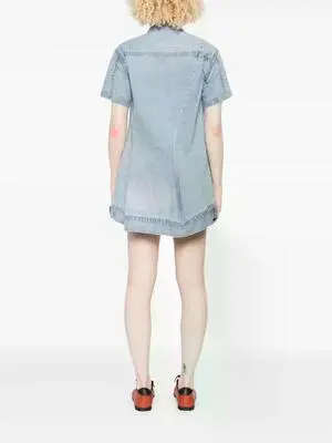 Sacai Pleated Denim Mini Shirt Dress