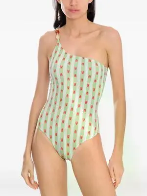 BRIGITTE Strawberry-print One-shoulder Swimsuit