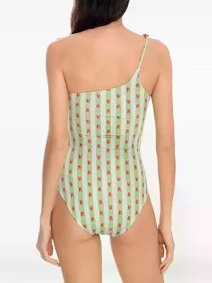 BRIGITTE Strawberry-print One-shoulder Swimsuit