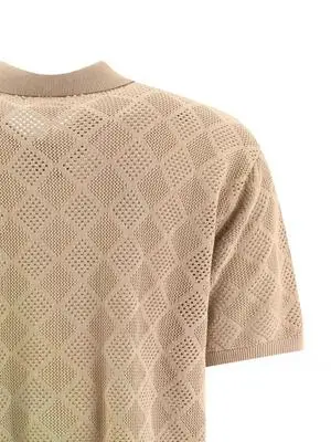 BEAMS Mesh-knit Zip Polo Shirt