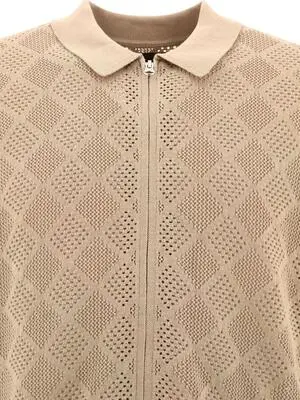 BEAMS Mesh-knit Zip Polo Shirt