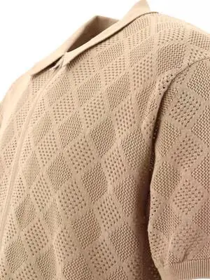 BEAMS Mesh-knit Zip Polo Shirt