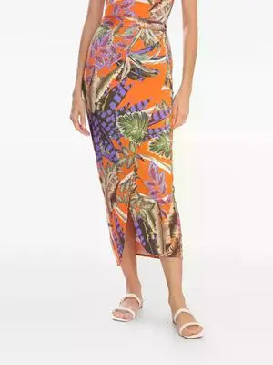 BRIGITTE Tropical-print Midi Skirt
