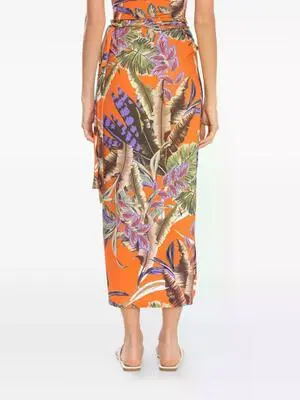 BRIGITTE Tropical-print Midi Skirt