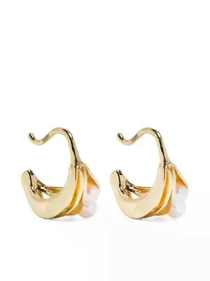 RYENN'S EYES X Quentin Jones Freshwater Pearl Folded Hoop Earrings - Gold