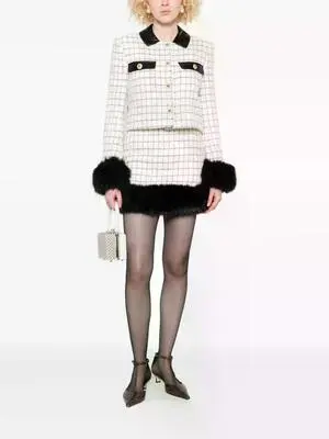 SELF-PORTRAIT Checked Jacket With Faux-fur Cuffs