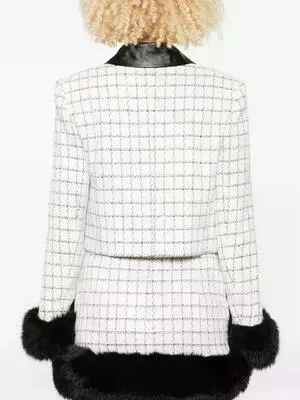 SELF-PORTRAIT Checked Jacket With Faux-fur Cuffs
