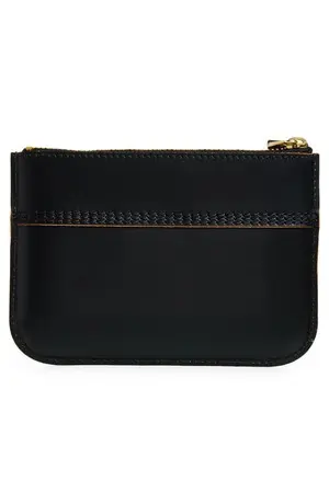 Comme Des Garçons Triple Stitch Leather Zip Pouch - Black