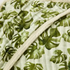 MILKBARN Organic Cotton Hooded Swaddle - Island Leaf
