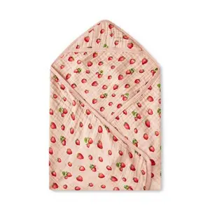 MILKBARN Organic Cotton Hooded Swaddle - Strawberry
