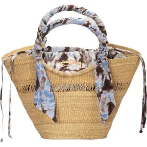 AKETEKETE Butterfly Bag Medium - Natural W/light Blue