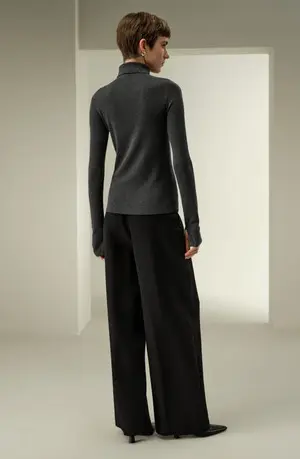 Lilysilk Slim Fit Silk Cashmere Sweater - Thunder