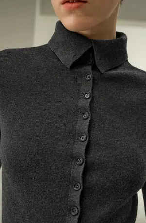 Lilysilk Slim Fit Silk Cashmere Sweater - Thunder