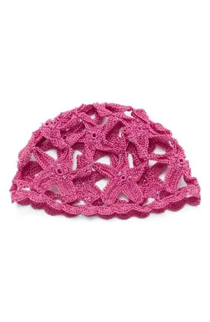 Mango Star Design Crochet Beanie - Pink
