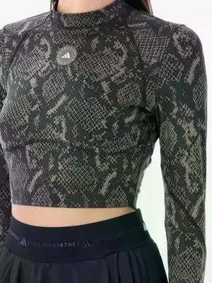 Adidas By Stella McCartney Snake-print Long-sleeve Top - Brown
