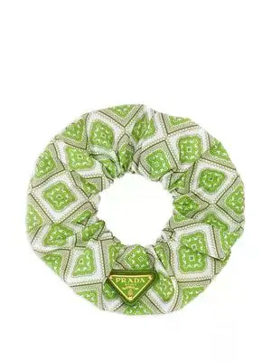 Prada Printed Twill Scrunchie - Green