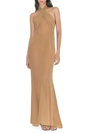 Mango Mesh Halter Gown