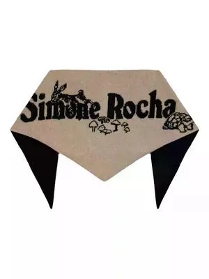 Simone Rocha Daisy Logo-jacquard Scarf - Neutrals
