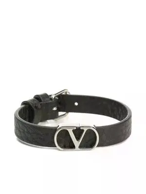 Valentino Garavani V-logo Leather Bracelet - Black