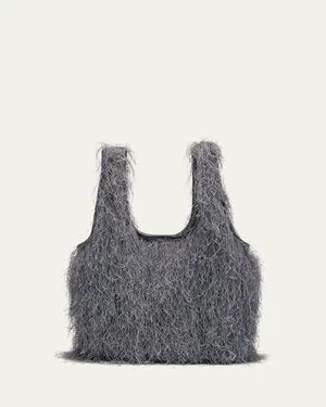 Dries Van Noten Marche Small Fringed Tote Bag - Gray