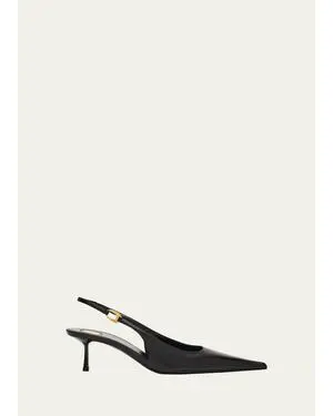 Saint Laurent Vendome Leather Slingback Pumps - Nero